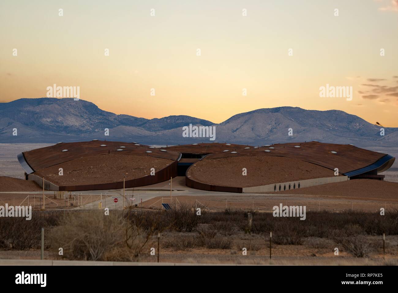 Spaceport America building is located in the high desert terrain of ...