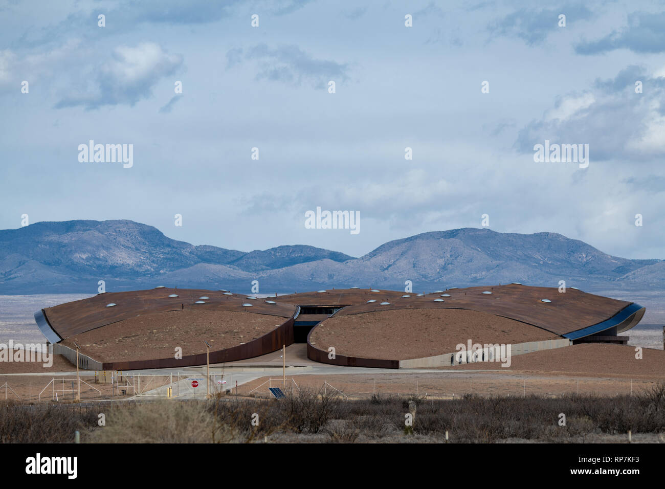 Spaceport America building is located in the high desert terrain of ...
