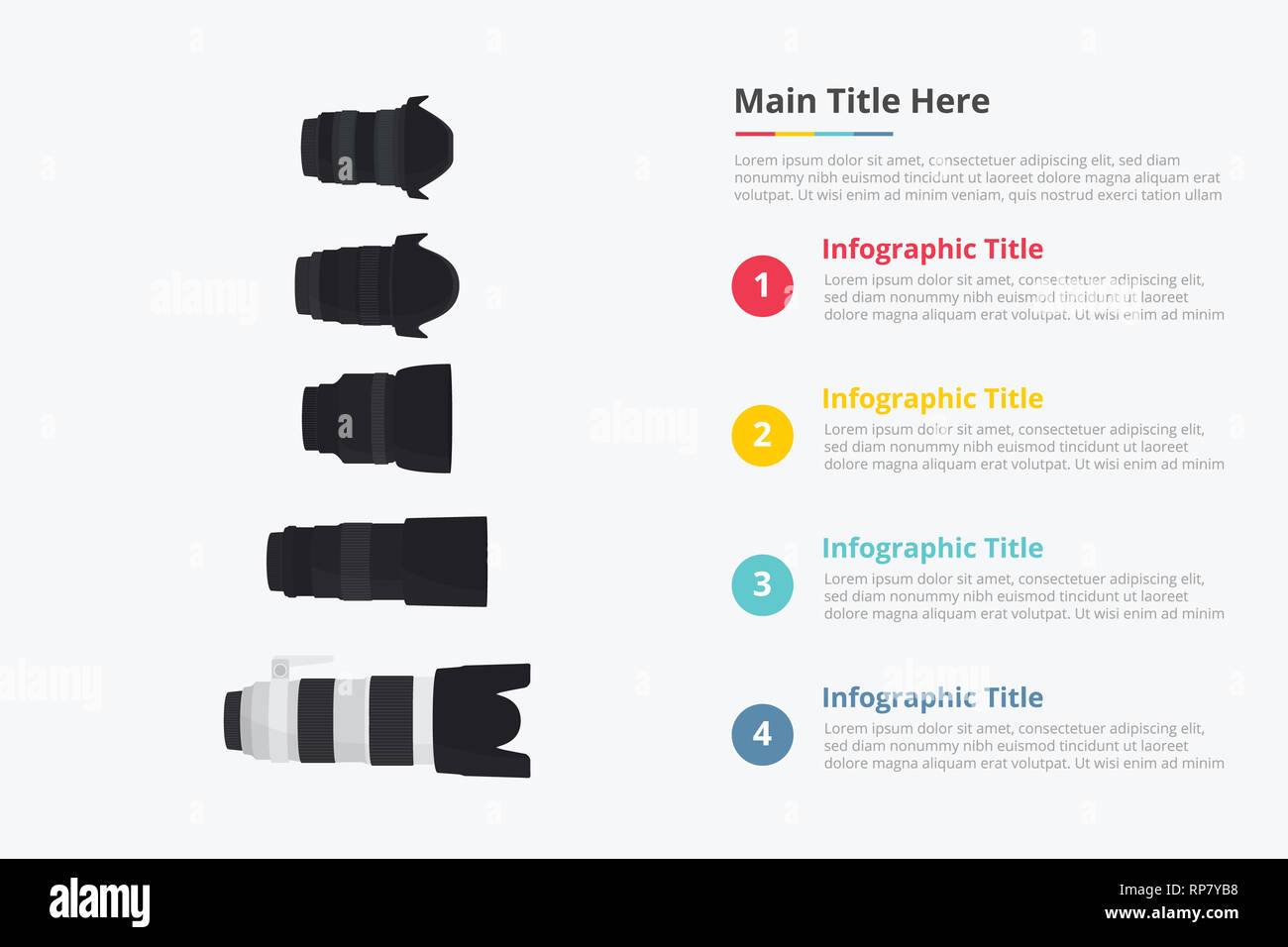 various camera lens set collection with some point title description ...