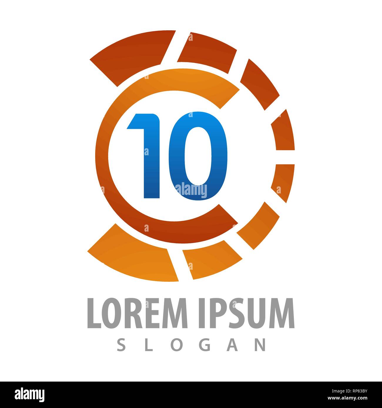 logo concept design. Rotate number 10. Symbol graphic template element ...