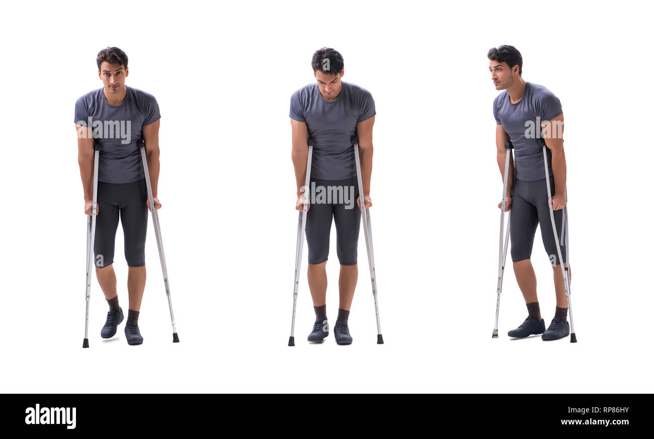 Young patient athlete sportsman suffering an injury trauma with ...