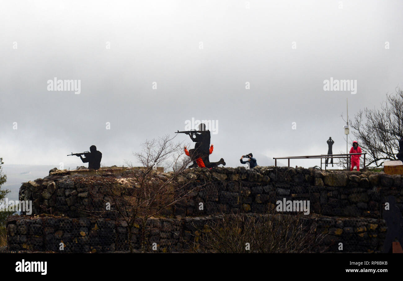 Old Israeli bunkers on the top of Mount Bental in the Golan Heights in ...
