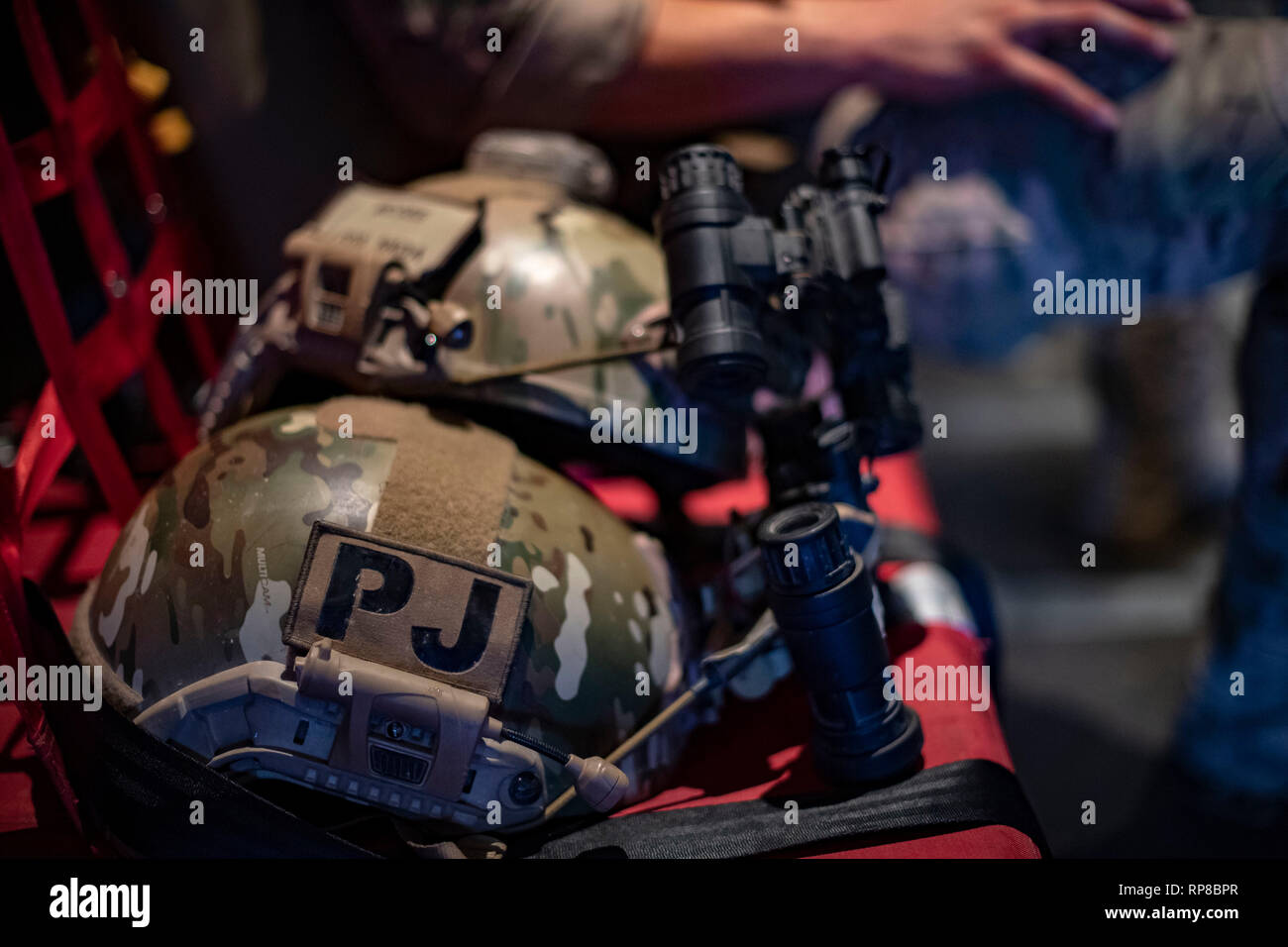 Two helmets belonging to U.S. Air Force pararescueman with the 82nd ...