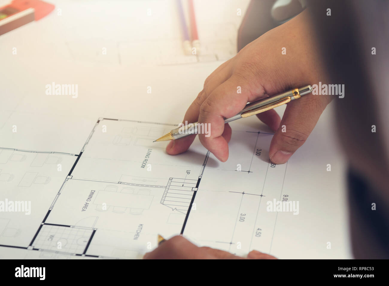 Engineer and Architect concept, Engineer Architects office team working ...