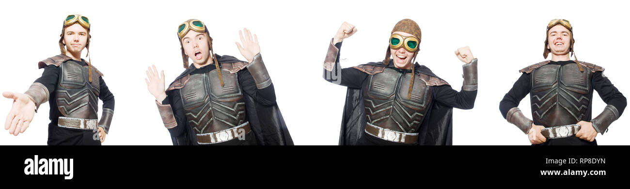 Young funny man in armour suit Stock Photo - Alamy