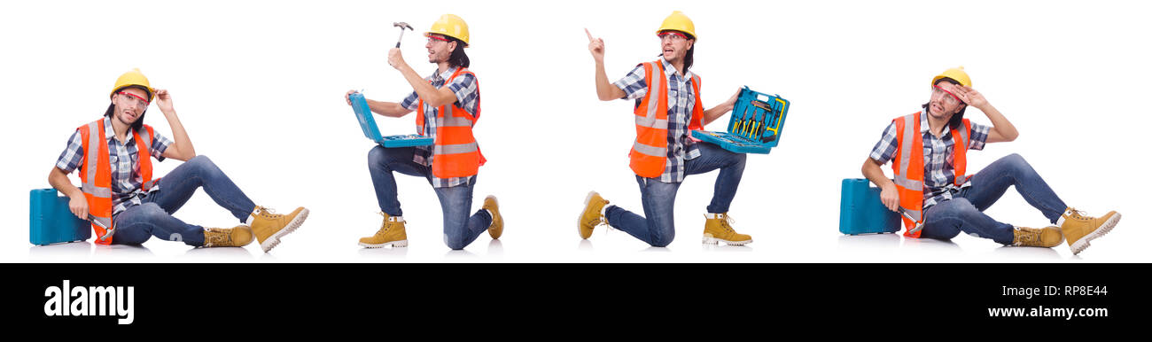 Industrial worker isolated on white Stock Photo - Alamy