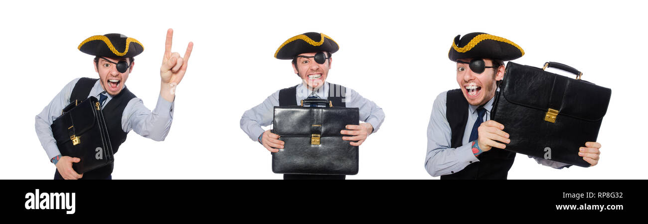 One-eyed man with tricorn isolated on white Stock Photo - Alamy