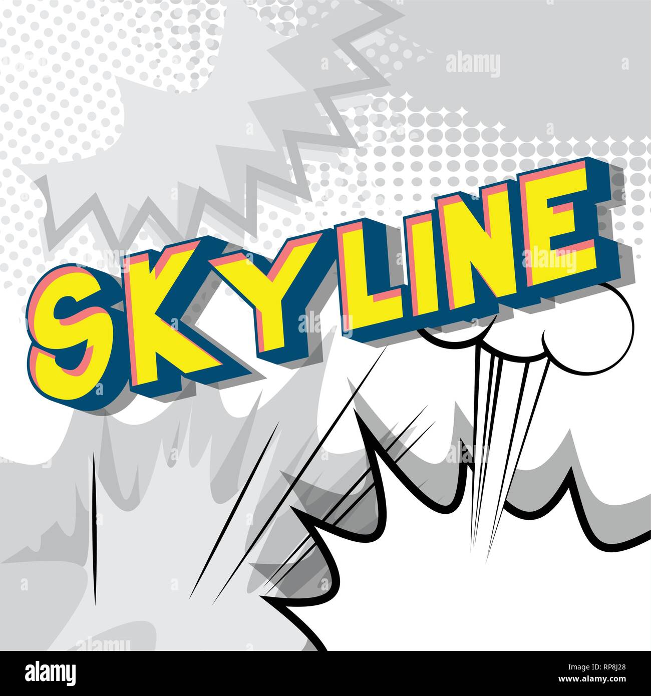 Skyline - Vector illustrated comic book style phrase on abstract ...