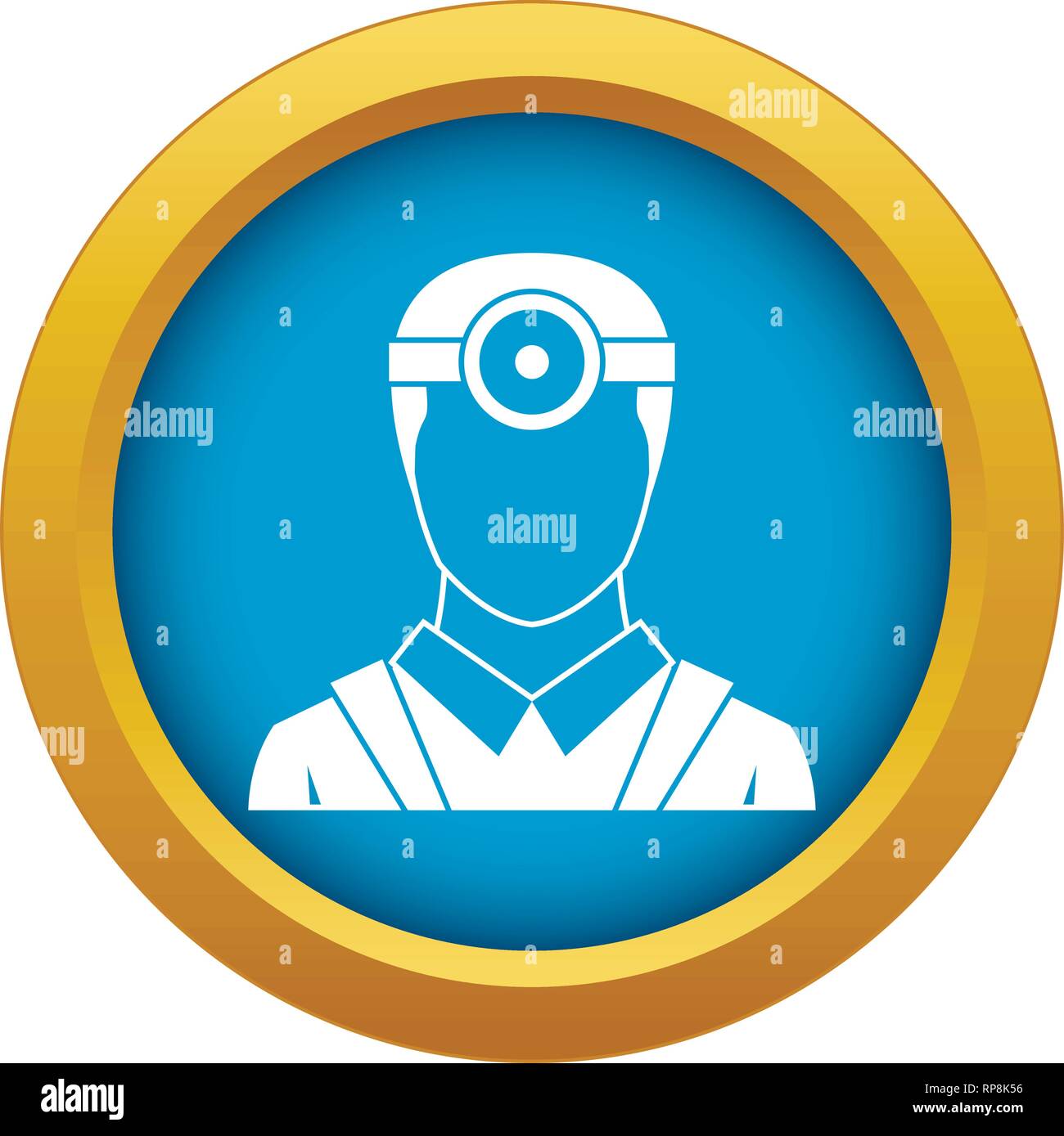 Ophthalmologist with head mirror icon blue vector isolated Stock Vector ...