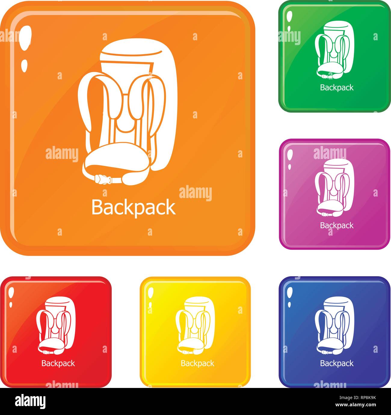 Backpack icons set vector color Stock Vector Image & Art - Alamy