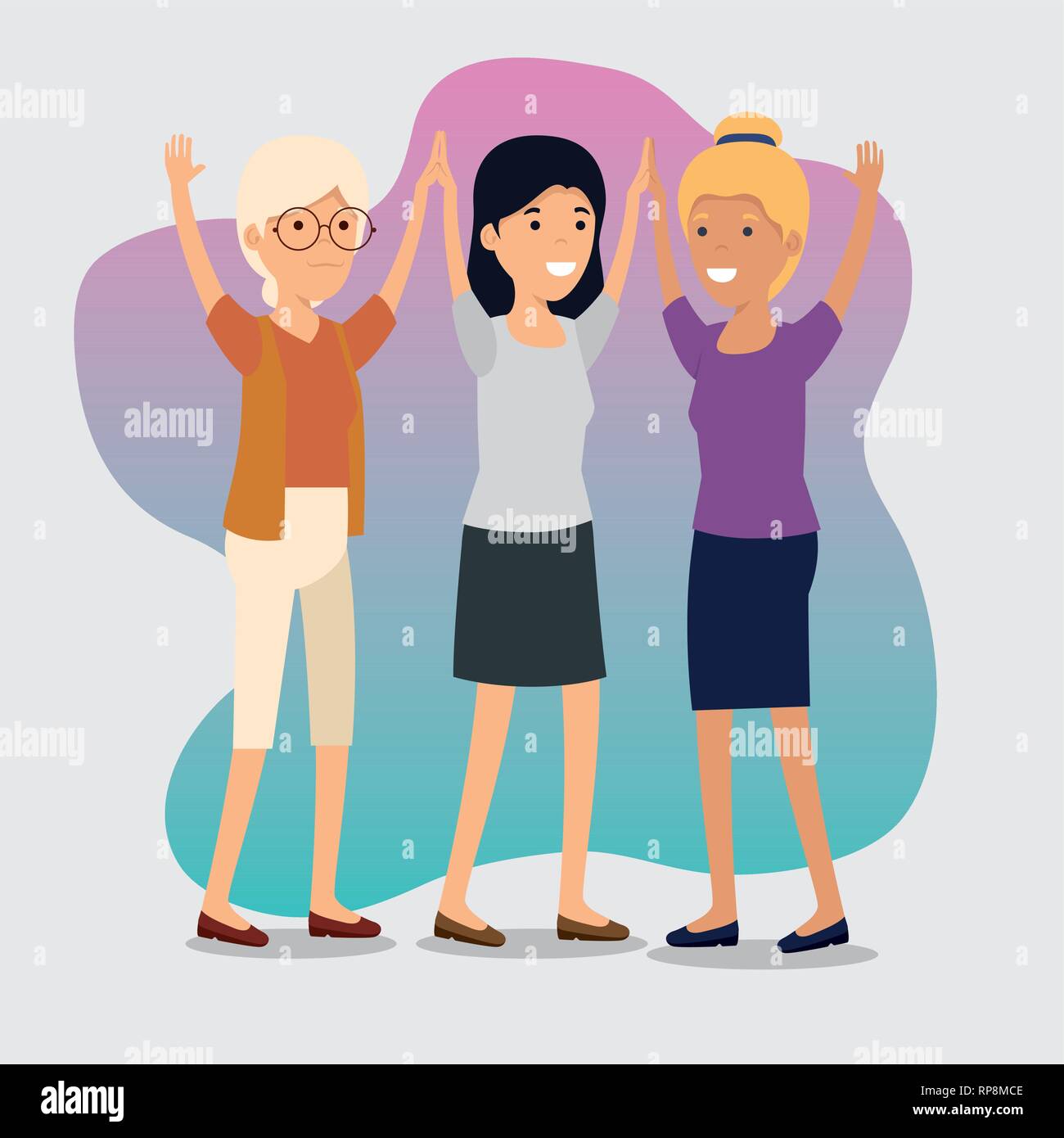 girls friends community together cooperation vector illustration Stock ...