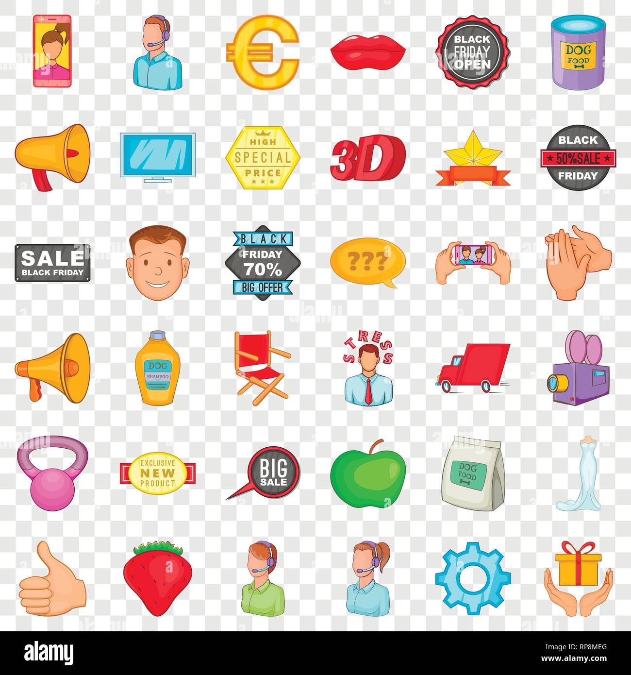 Different advertising icons set, cartoon style Stock Vector Image & Art ...