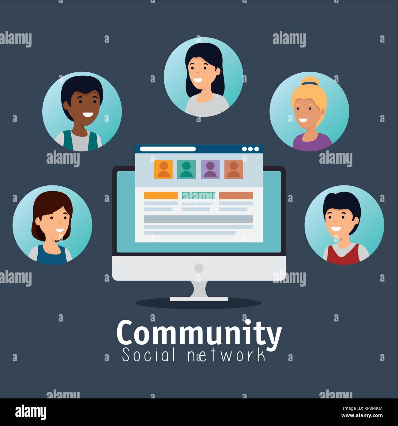 people community profile with social chat vector illustration Stock ...