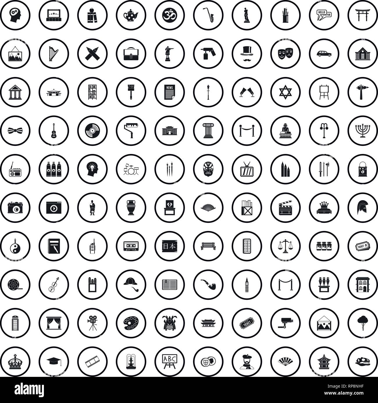 100 culture icons set, simple style Stock Vector Image & Art - Alamy