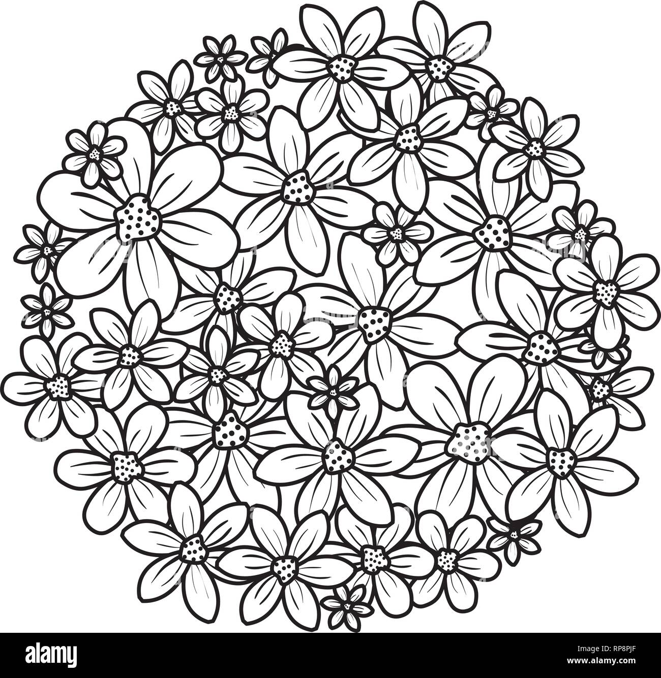 beautiful flowers circular decoration vector illustration design Stock ...