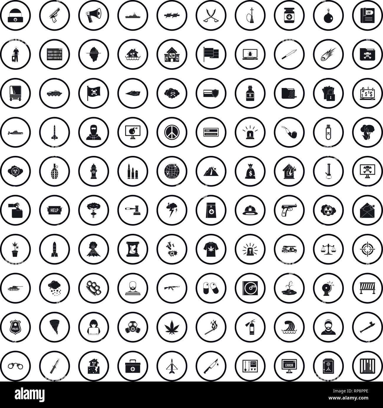 100 danger icons set, simple style Stock Vector Image & Art - Alamy