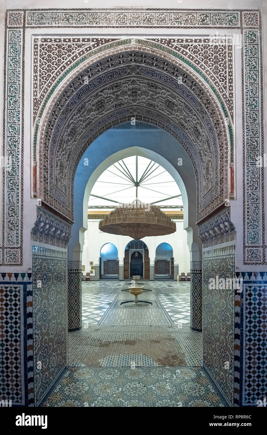 Inside Interior of Marrakesh museum located in The Dar Menebhi Palace ...