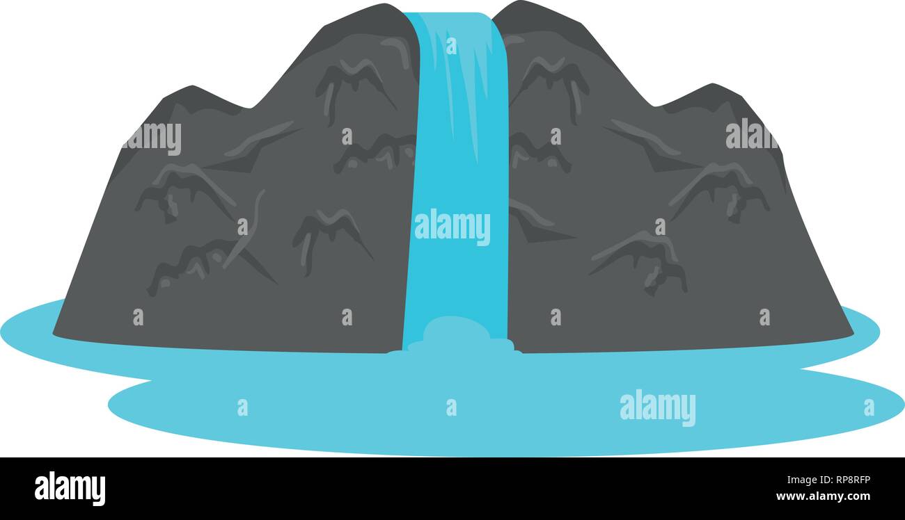 rock and waterfall scene vector illustration design Stock Vector Image ...