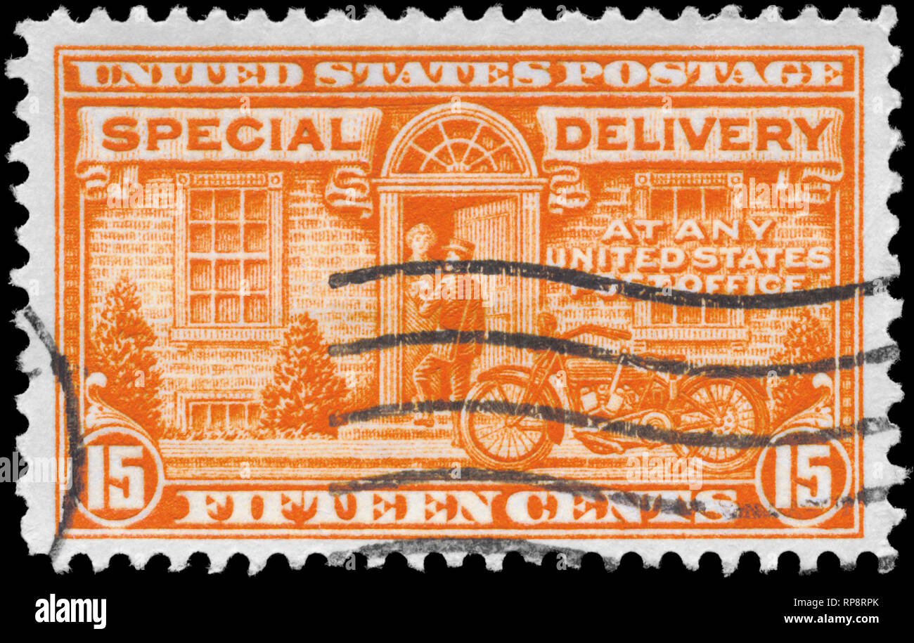 USA - CIRCA 1931: A Stamp printed in USA shows the Postman and ...
