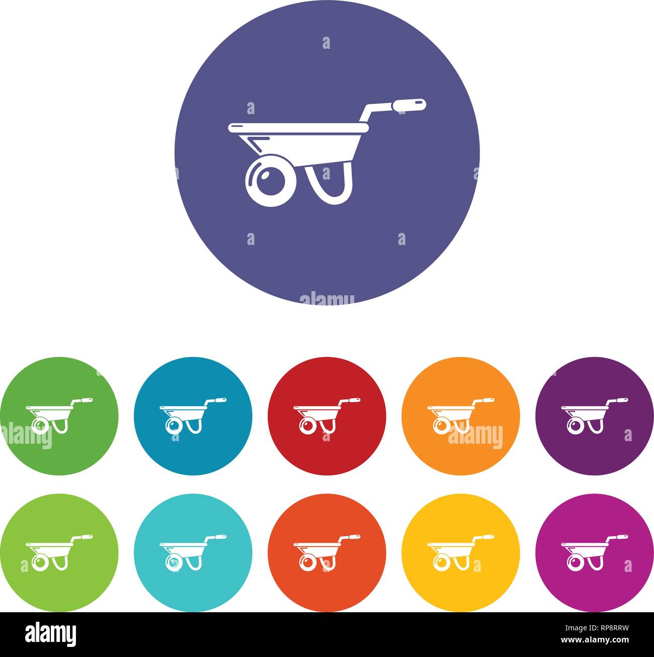 Wheelbarrow icons set vector color Stock Vector Image & Art - Alamy