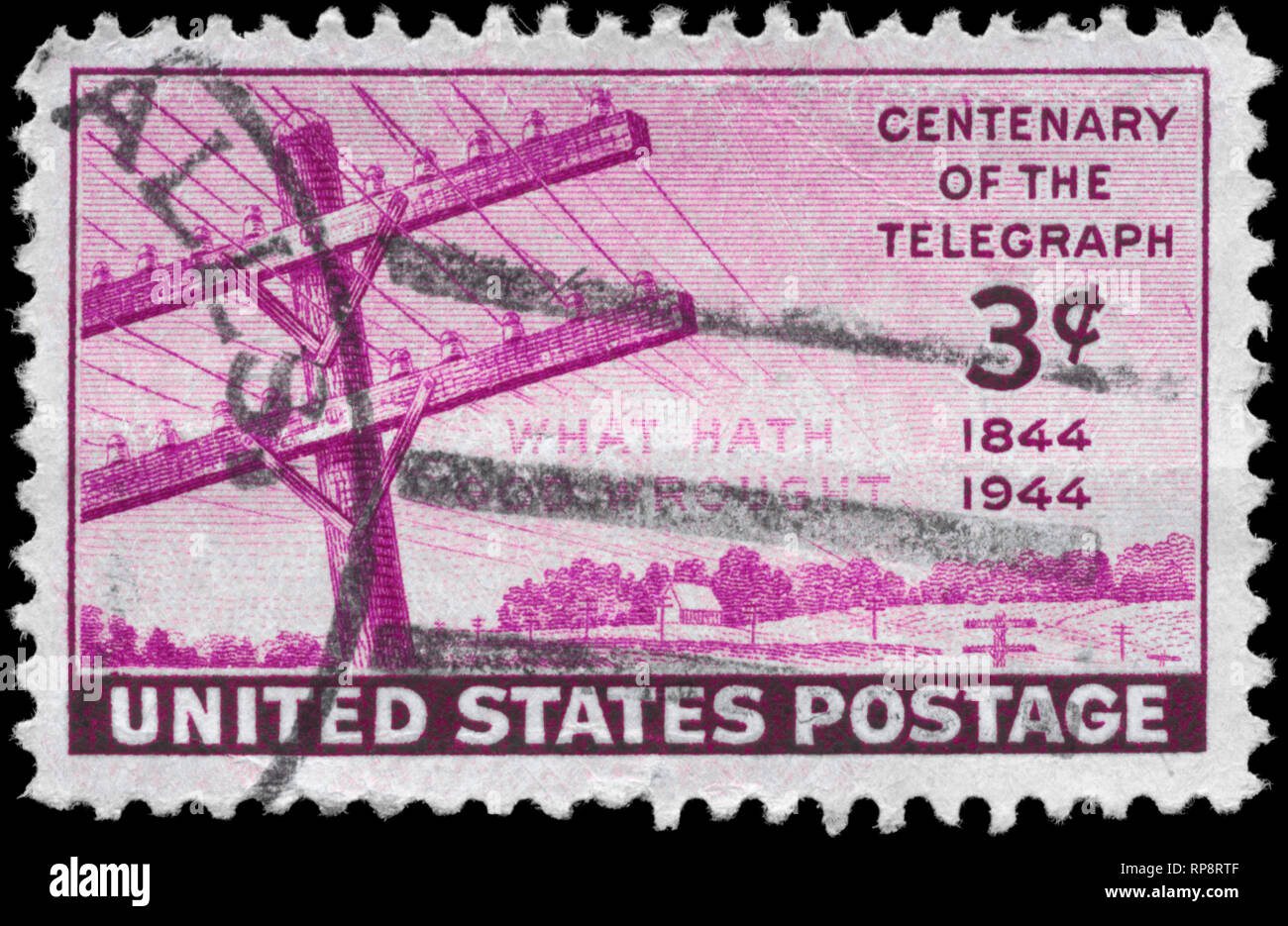 USA - CIRCA 1944: A Stamp printed in USA shows the Telegraph Wires ...