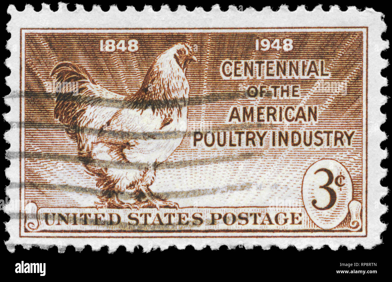 USA - CIRCA 1944: A Stamp printed in USA shows the Light Brahma Rooster ...
