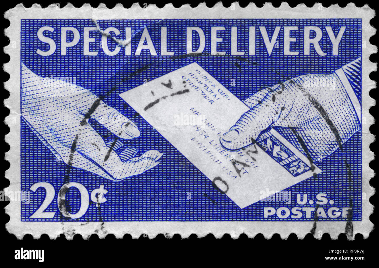 USA - CIRCA 1954: A Stamp printed in USA shows the Special Delivery ...