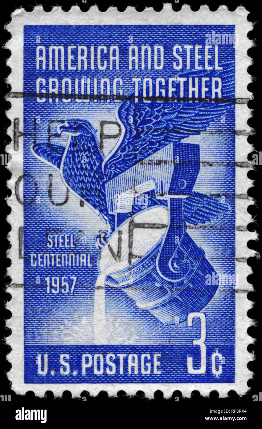 USA - CIRCA 1957: A Stamp printed in USA shows American Eagle and ...