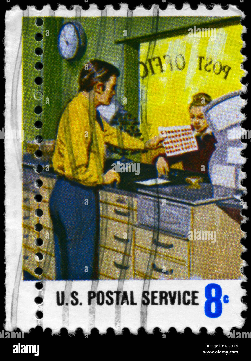 USA - CIRCA 1973: A Stamp printed in USA shows the Stamp Counter ...