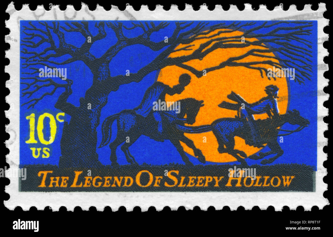 USA - CIRCA 1974: A Stamp printed in USA shows Headless Horseman ...