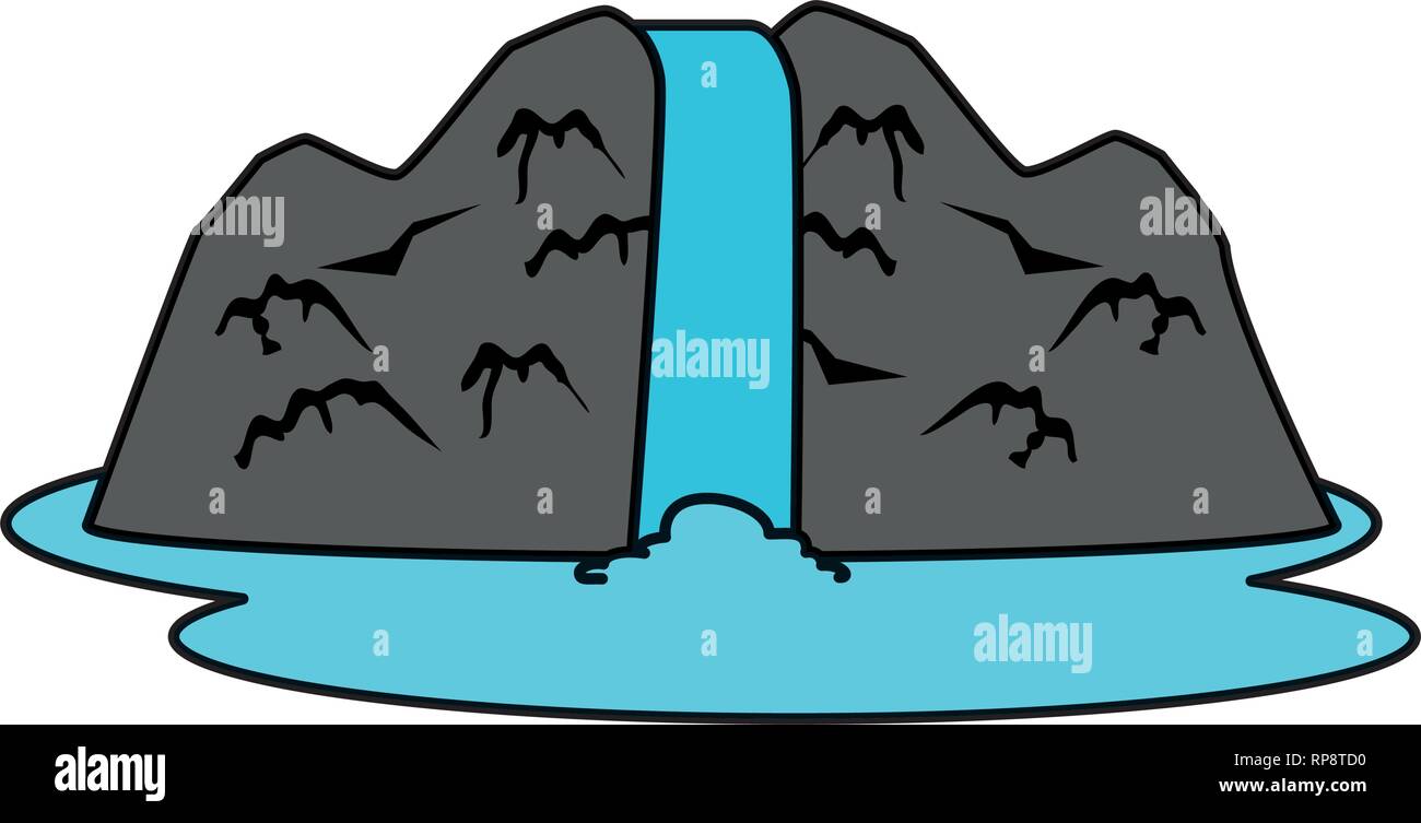 rock and waterfall scene vector illustration design Stock Vector Image ...