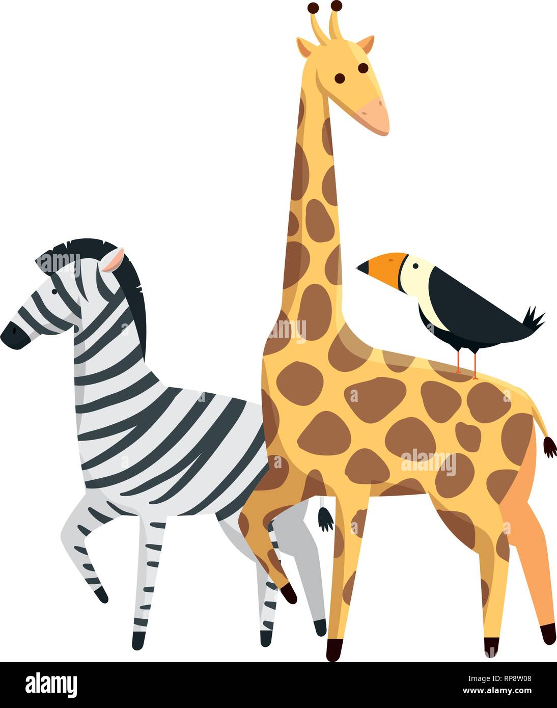 african zebra and giraffe vector illustration design Stock Vector Image ...