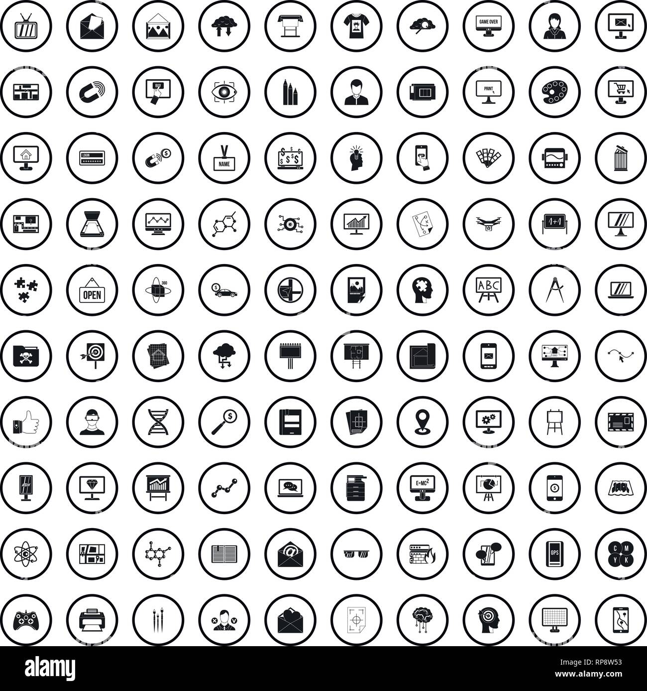 100 data visualization icons set, simple style Stock Vector Image & Art ...
