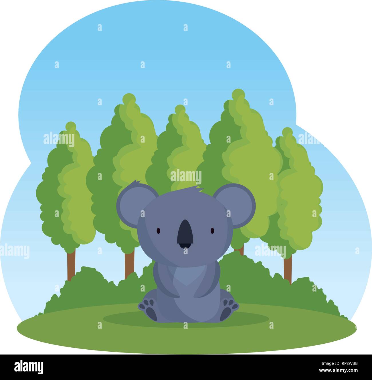 little koala in the field wild character vector illustration design ...