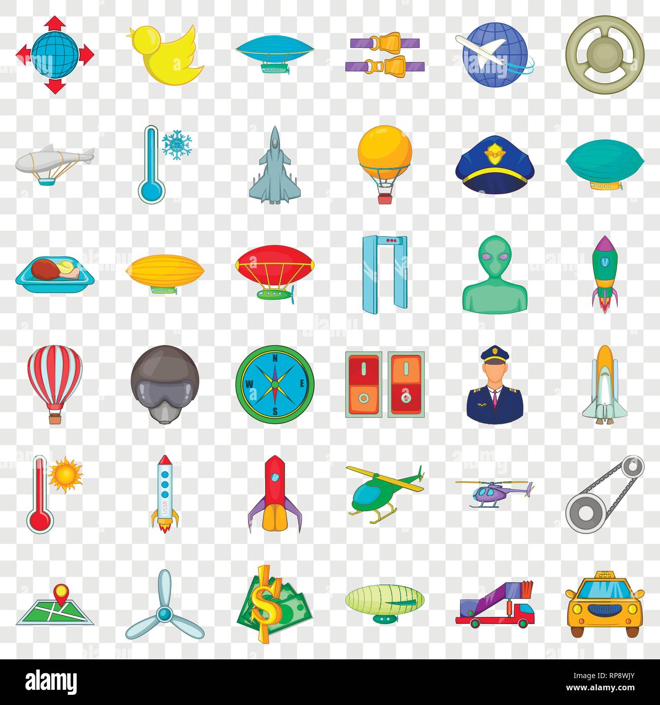 Aircraft icons set, cartoon style Stock Vector Image & Art - Alamy