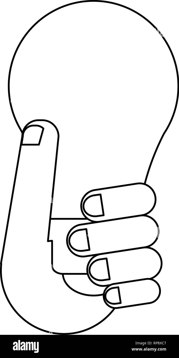 hand with bulb light symbol black and white Stock Vector Image & Art ...