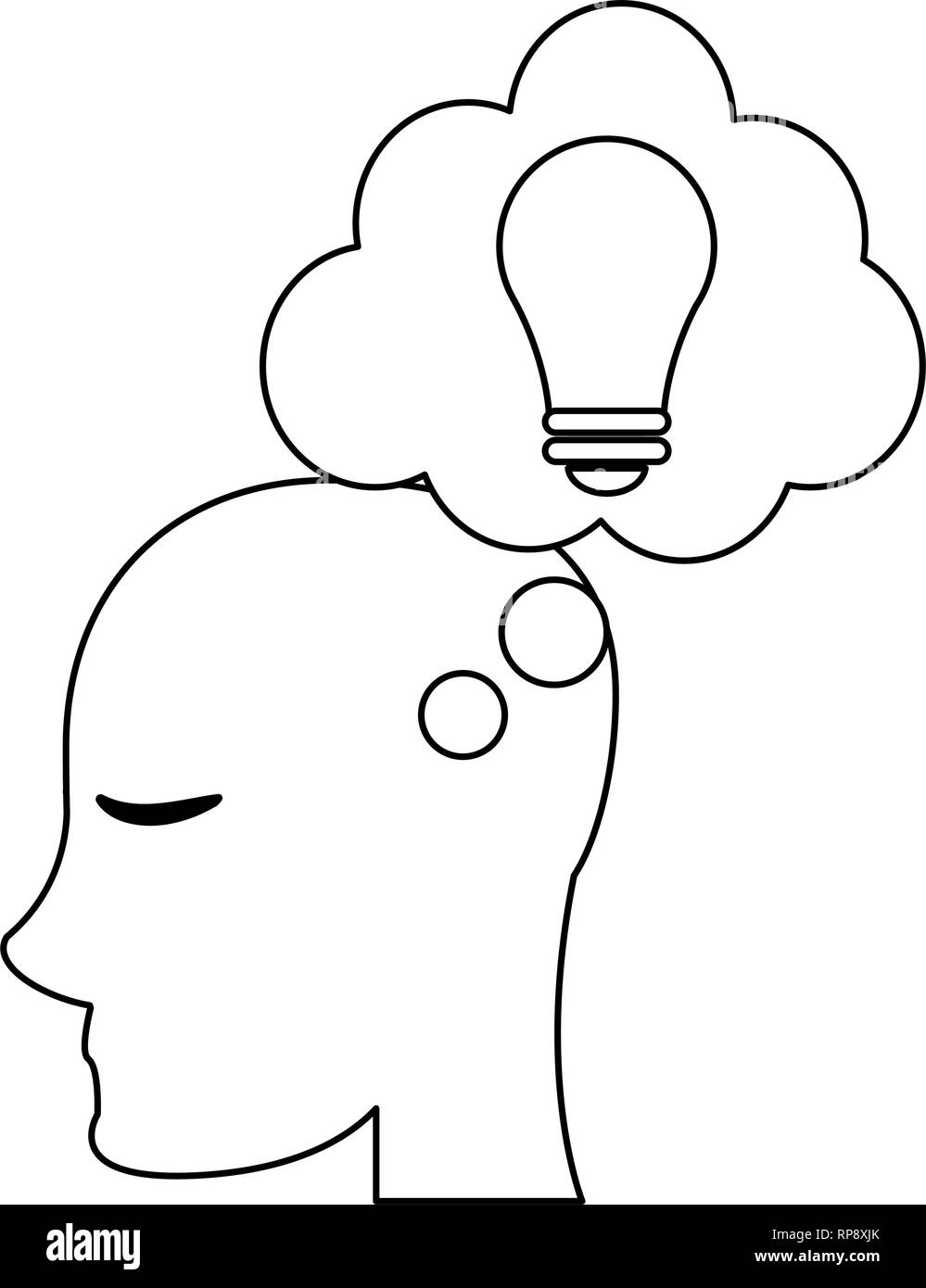 human head thinking in big idea black and white Stock Vector Image ...