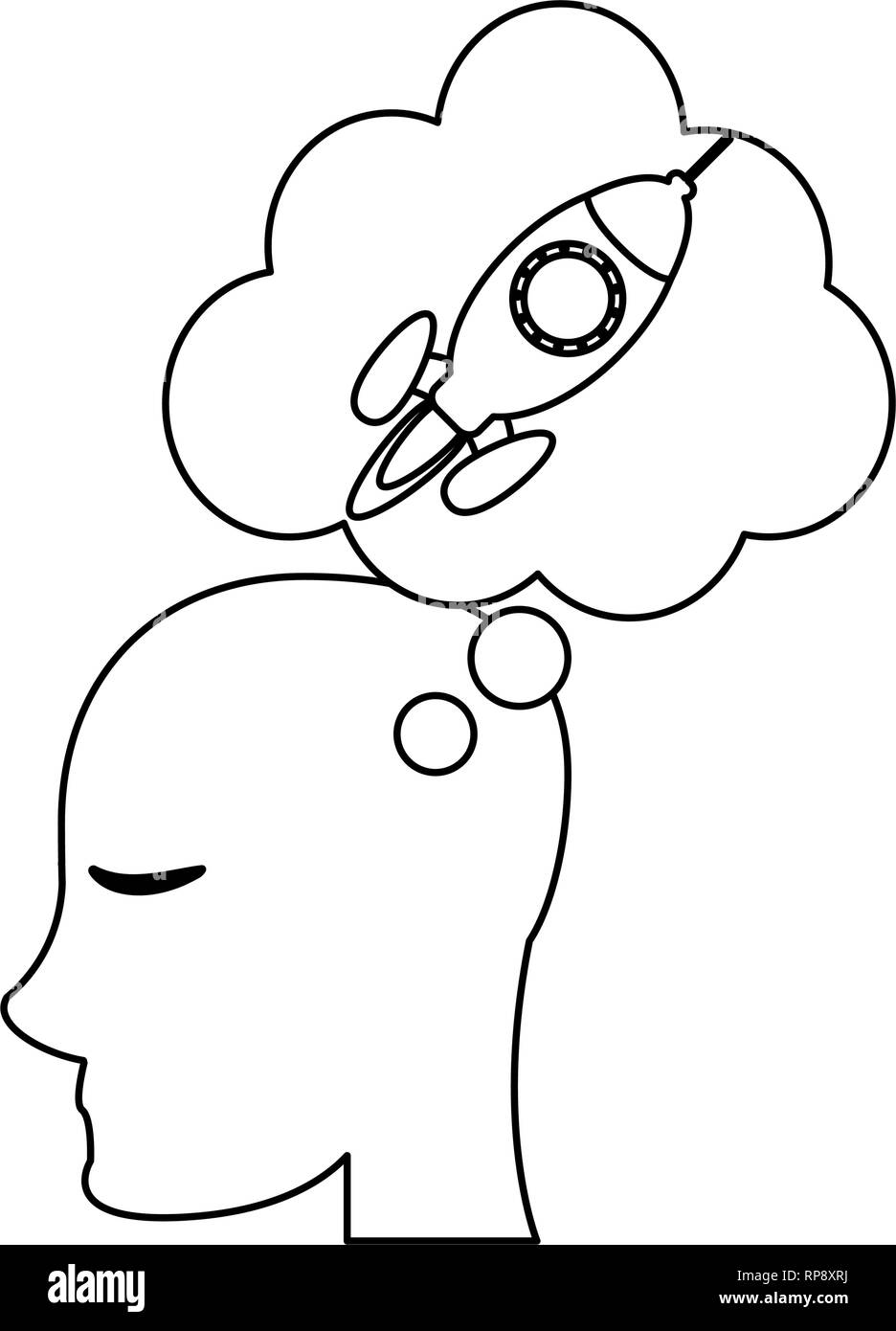 human head thinking in start up black and white Stock Vector Image ...