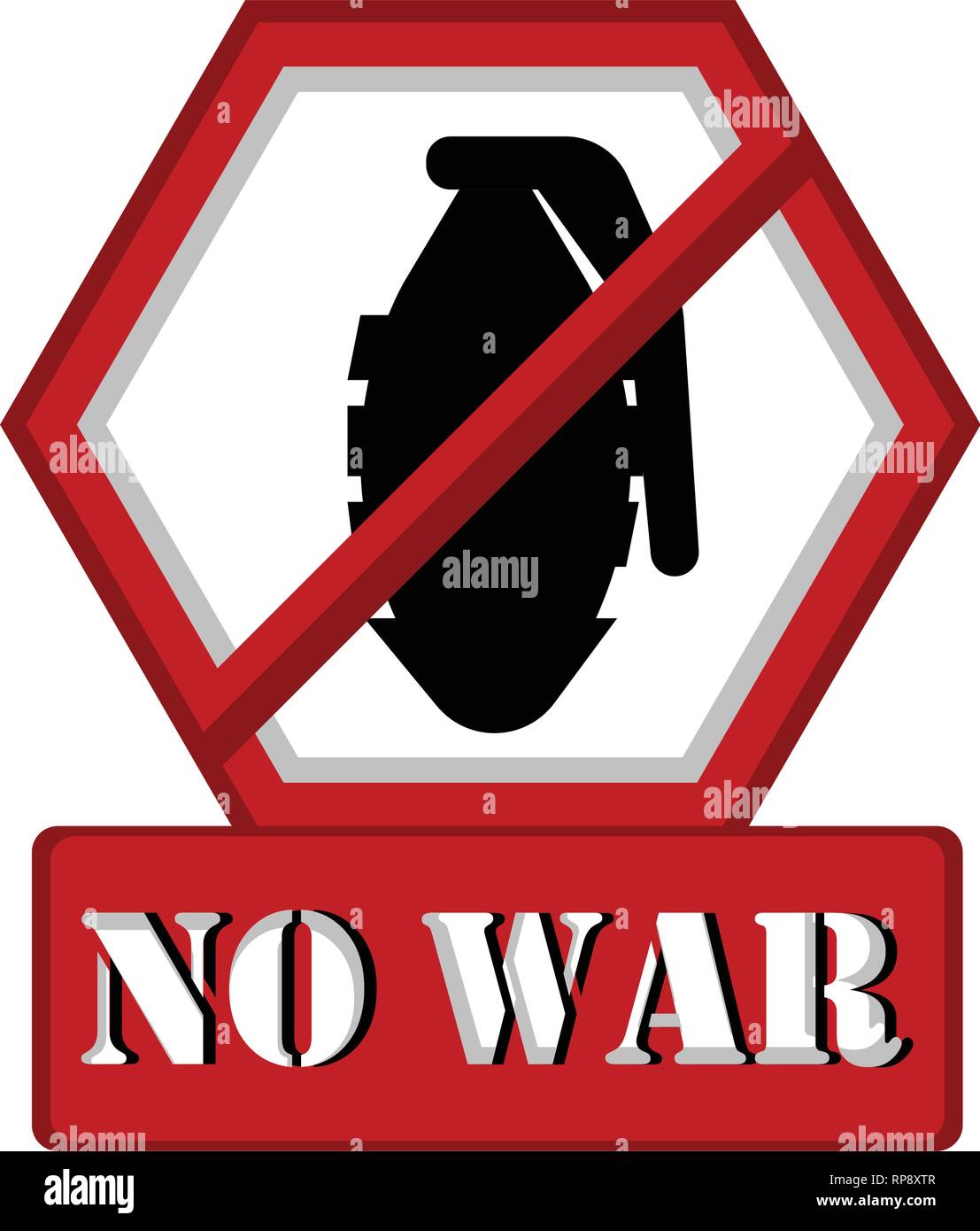 No war banner with a grenade prohibition Stock Vector Image & Art - Alamy