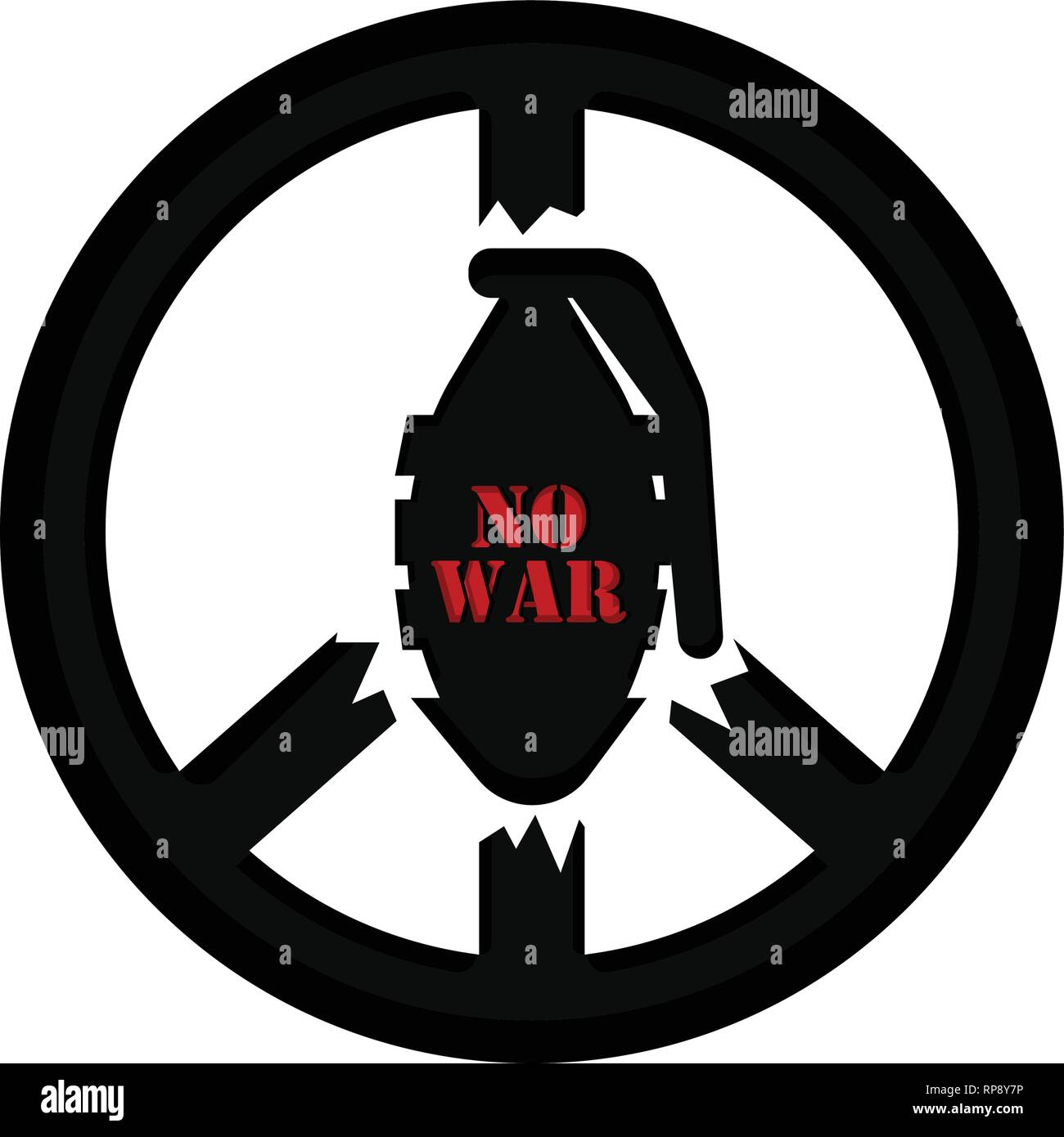 No war banner with a peace symbol and grenade Stock Vector Image & Art ...