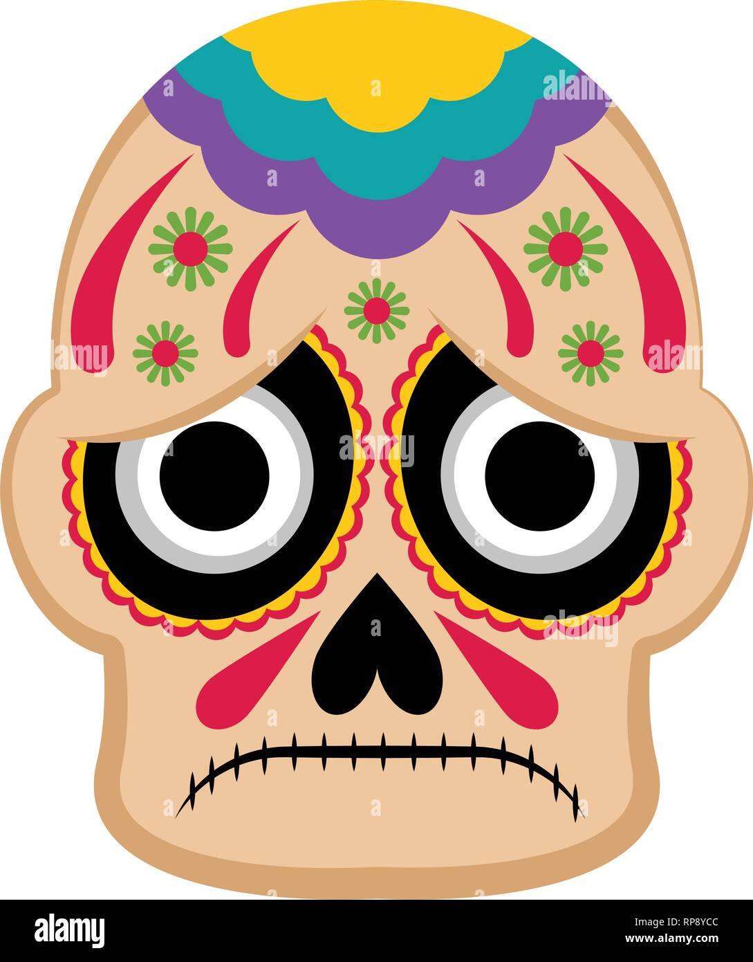 Sad colored mexican skull Stock Vector Image & Art - Alamy