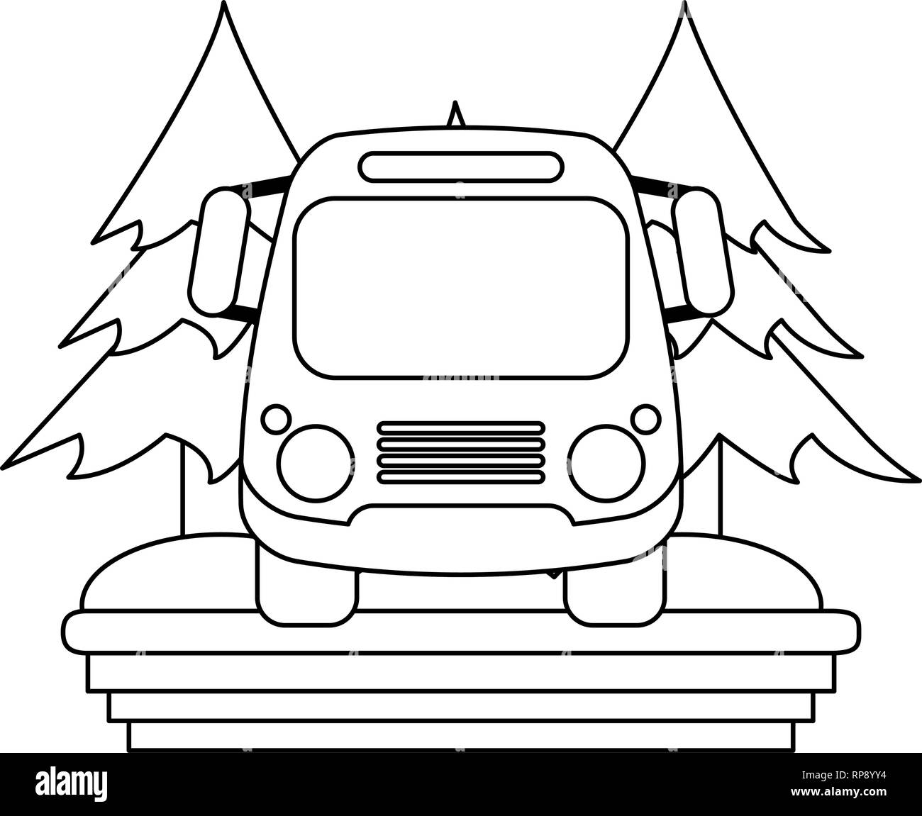 Bus rural illustration Black and White Stock Photos & Images - Alamy
