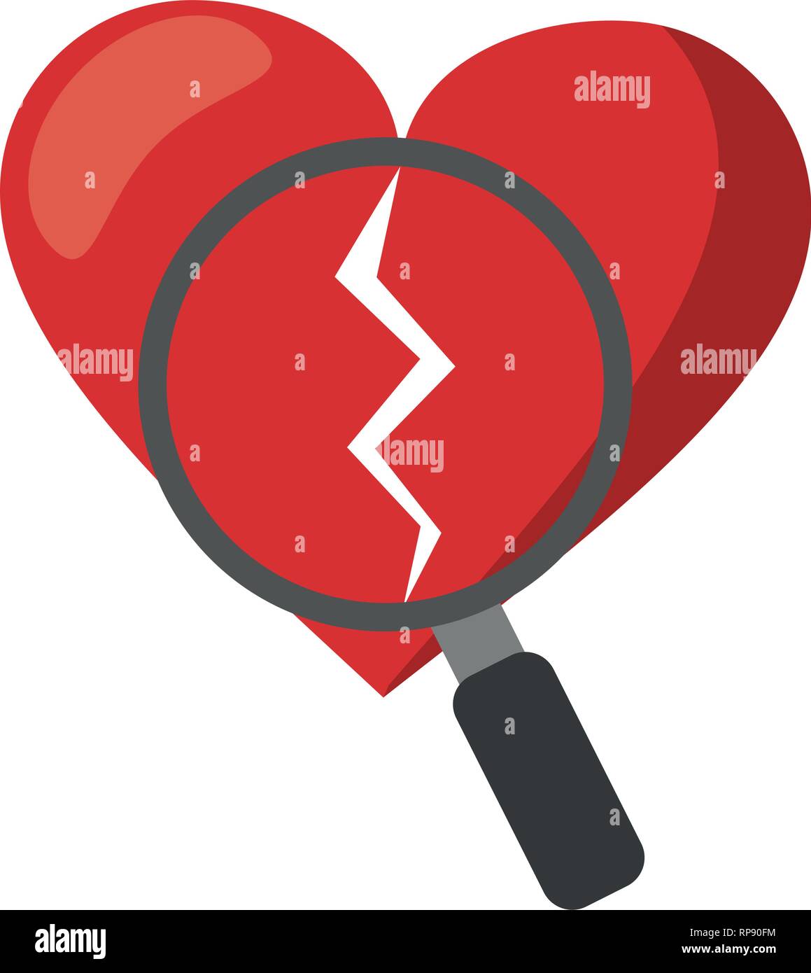 heart broken and magnifying glass Stock Vector Image & Art - Alamy