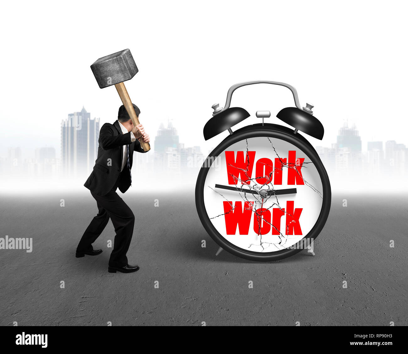 Businessman holding hammer alarm clock hi-res stock photography and ...