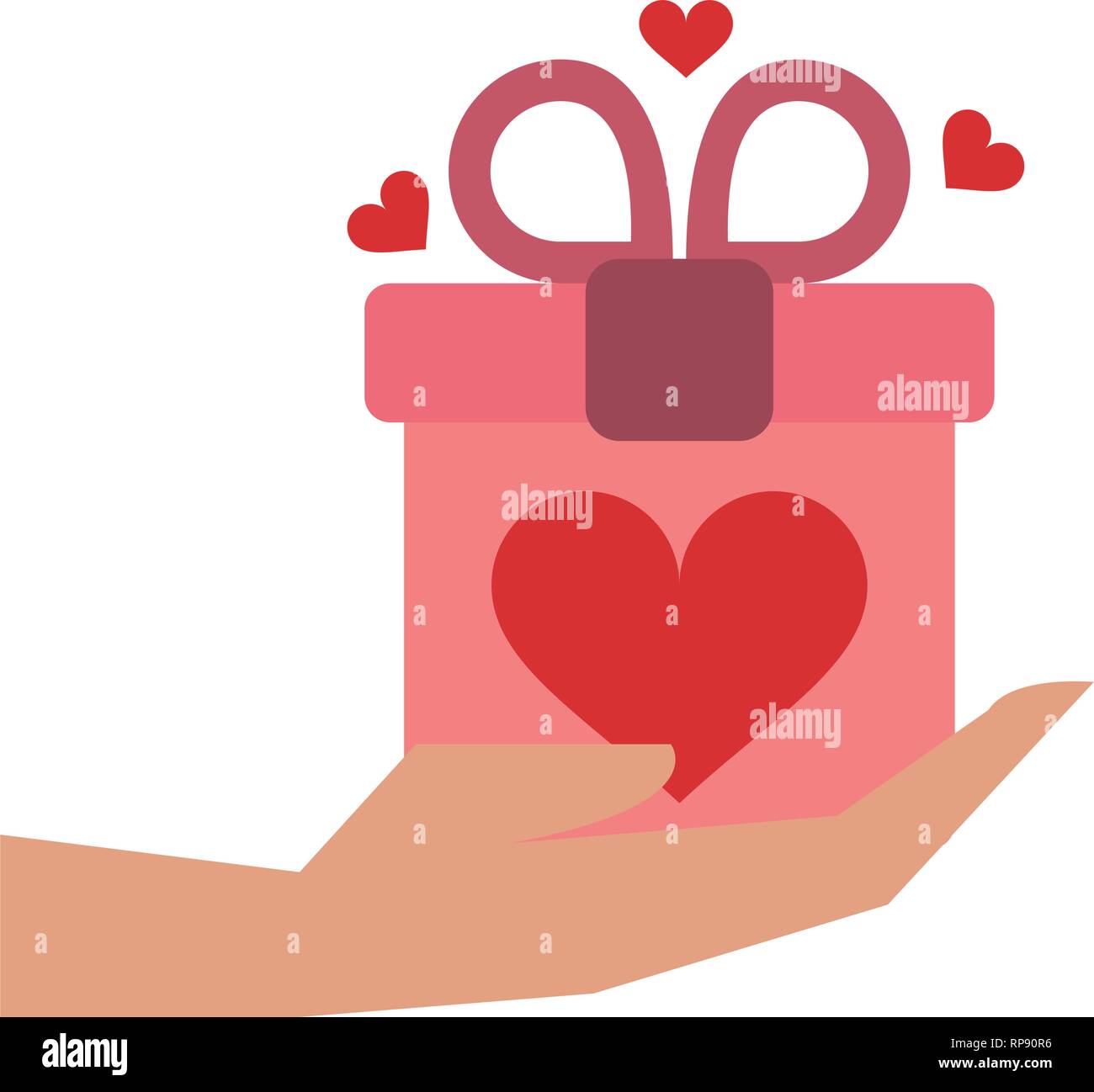 hand with romantic gift box heart symbol Stock Vector Image & Art - Alamy