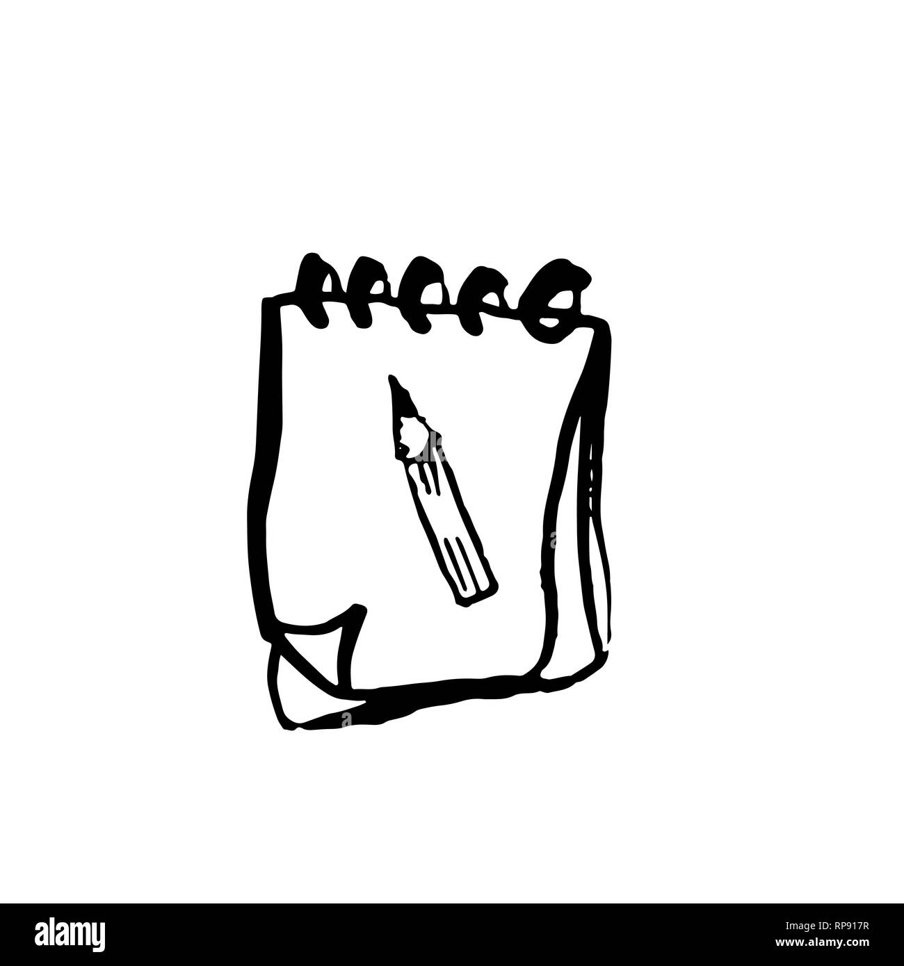 Notepad grunge icon. Sketchbook hand drawn vector illustration Stock ...