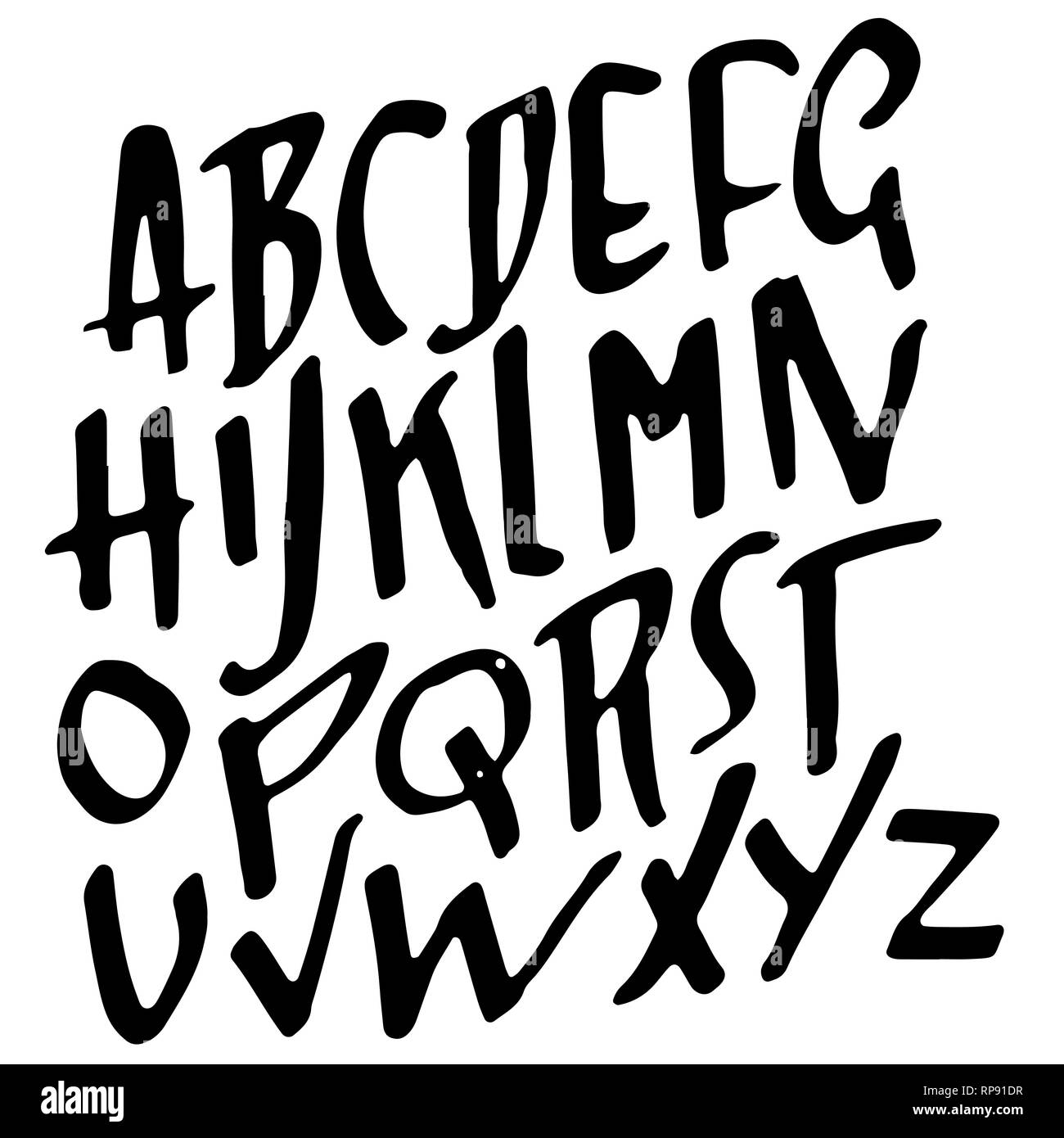 Modern brush lettering. Handdrawn grunge ink font. Vector illustration ...