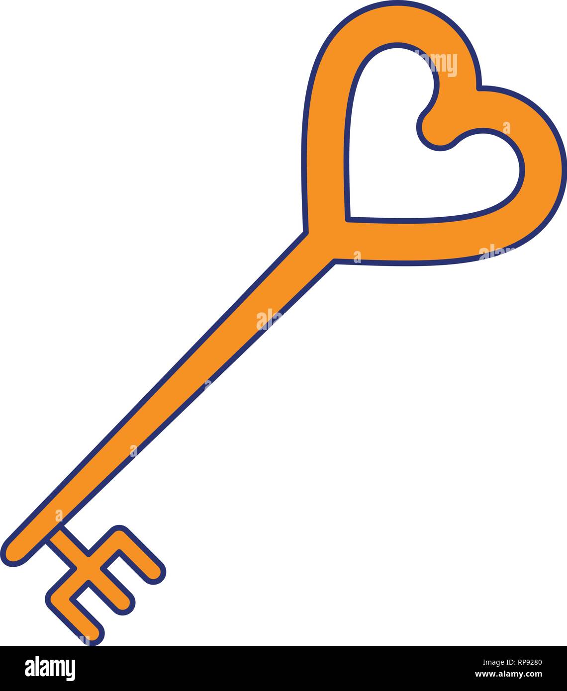 vintage love key symbol isolated blue lines Stock Vector Image & Art ...