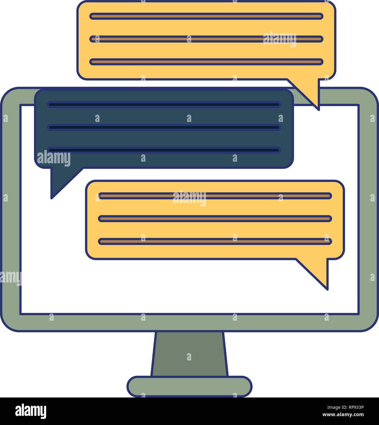 Computer chat bubbles symbol blue lines Stock Vector Image & Art - Alamy