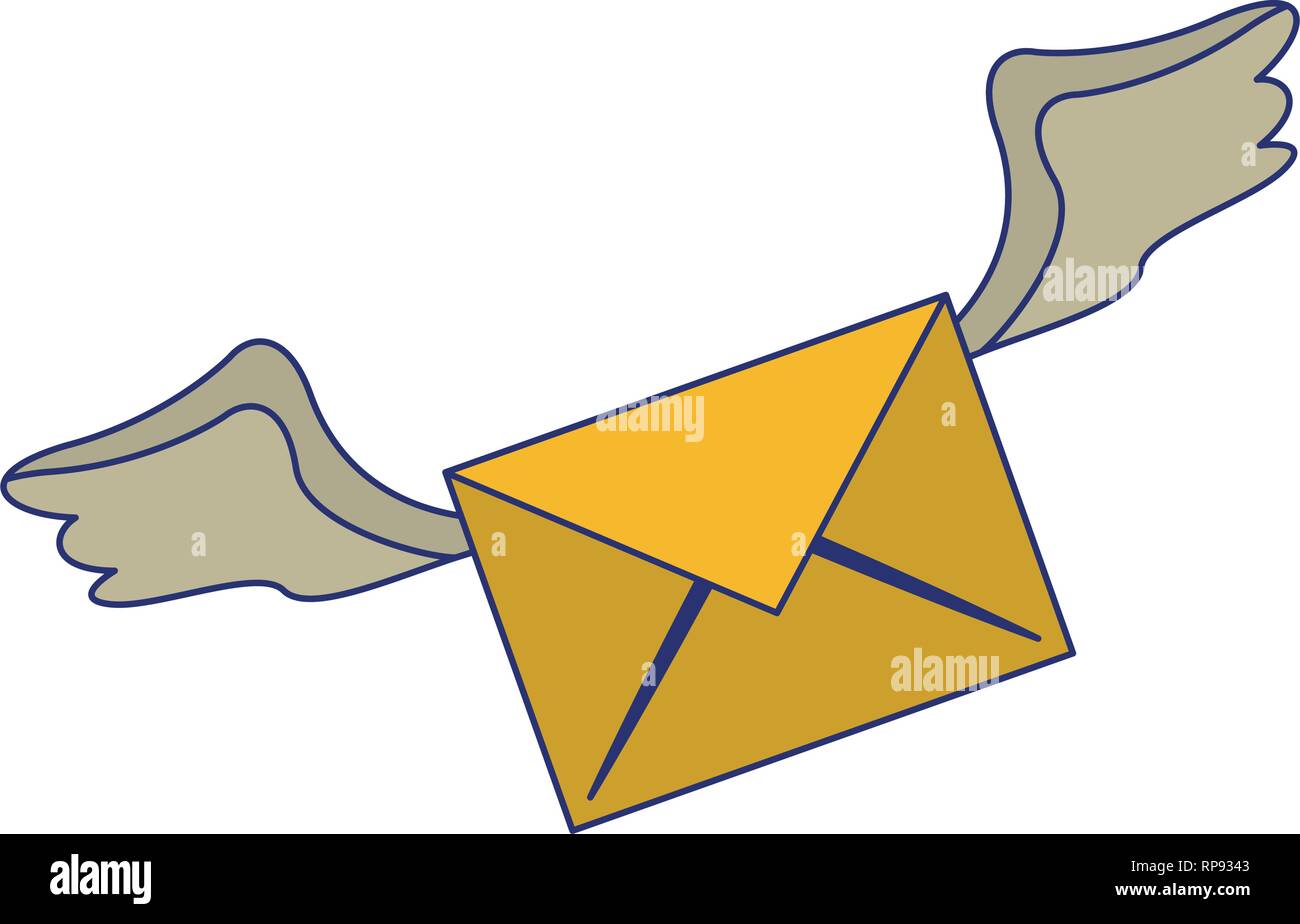 email flying with wings symbol blue lines Stock Vector Image & Art - Alamy